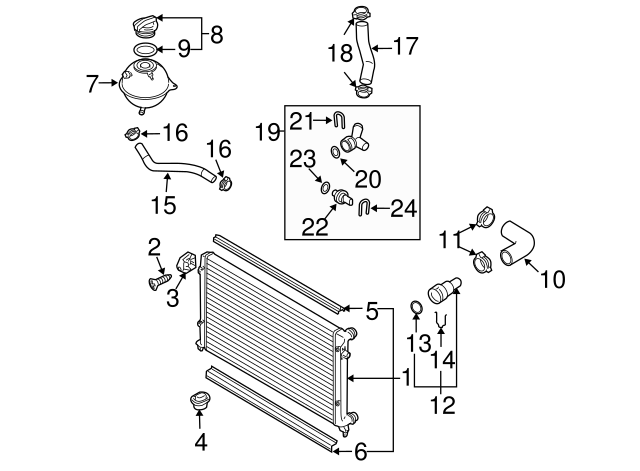 1K0-121-367-M - Radiator Insulator 2006-2009 Audi A3 Quattro ...