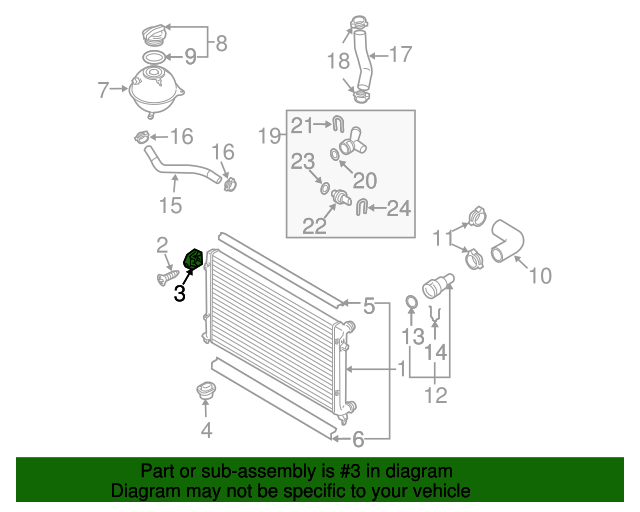 1K0-121-367-M - Radiator Assembly Upper Insulator 2006-2009 Audi A3 ...
