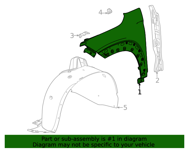 42733028 - Front Driver Side Fender 2021-2023 Chevrolet Trailblazer ...