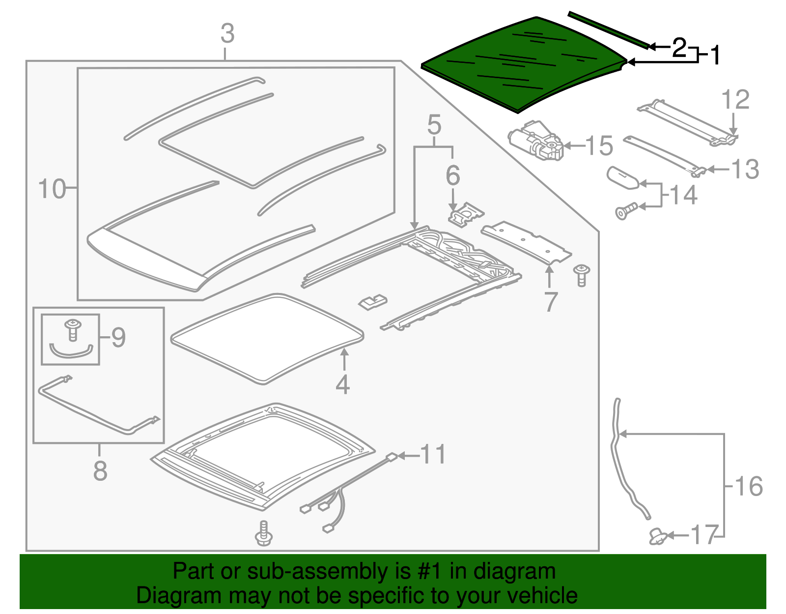 2015-2020 Audi Sunroof Glass 8V5-877-071-A | OEM Parts Online