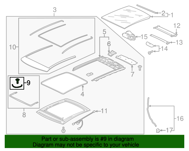 2015-2020 Audi Sunroof Deflector Hardware Kit 8X0-898-955-A ...