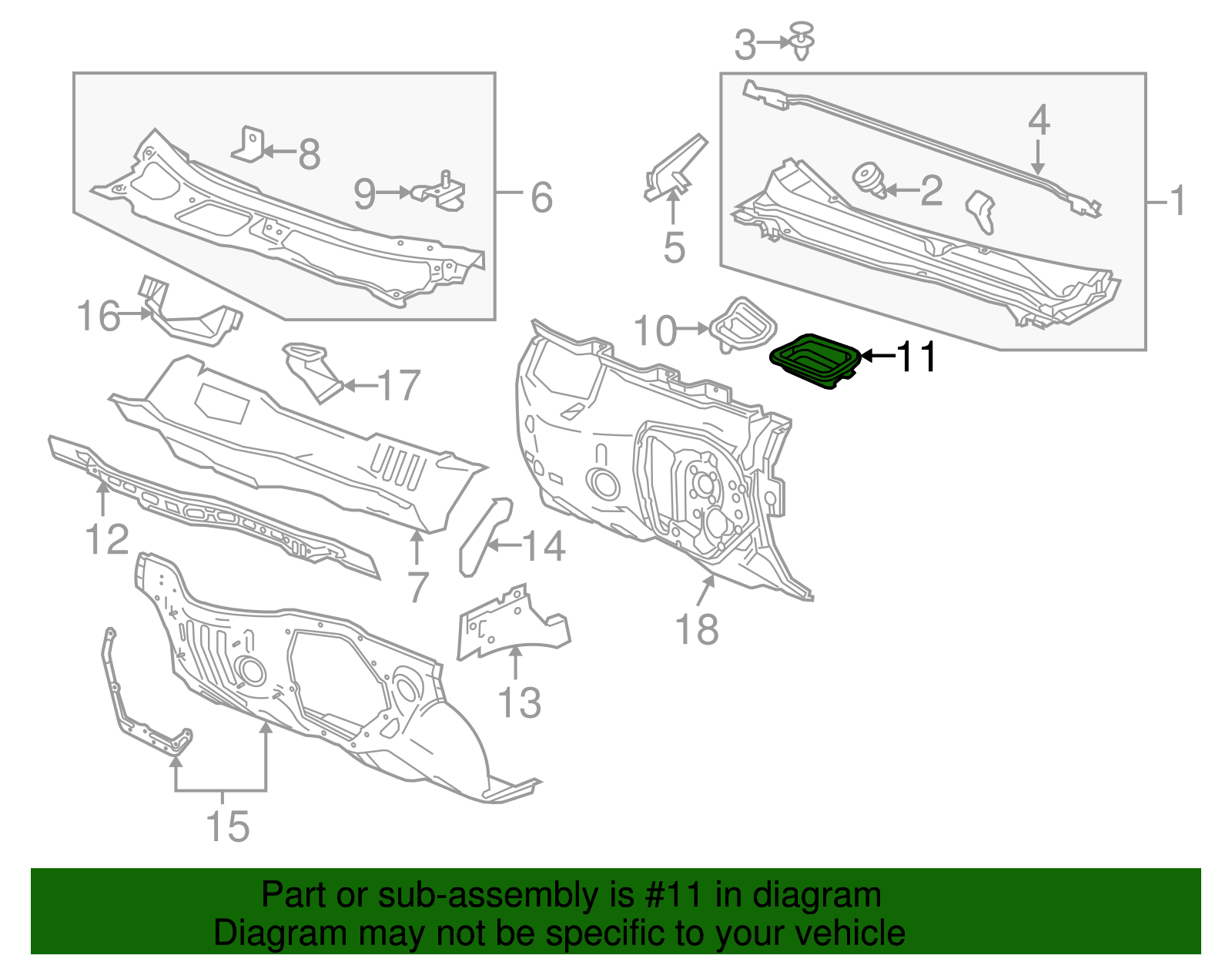 2010-2017 GM Plenum Upper Panel Opening Cover 25856537 GM ...