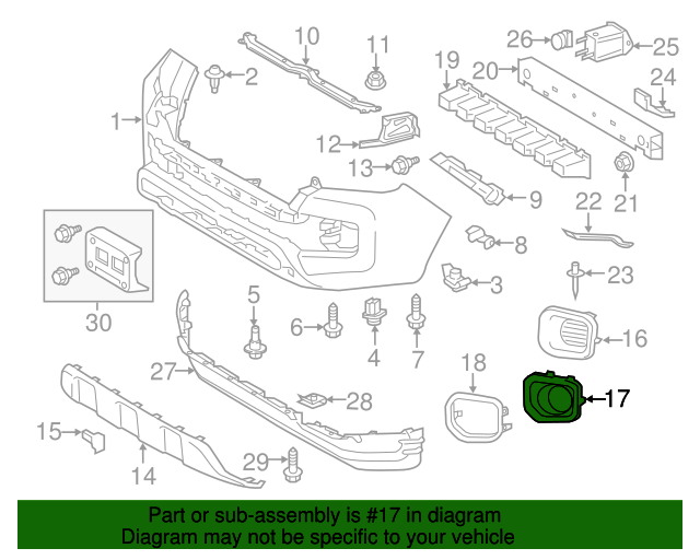 52128-04020 - Fog Light Trim (Left, Front) - 2016-2023 Toyota Tacoma ...