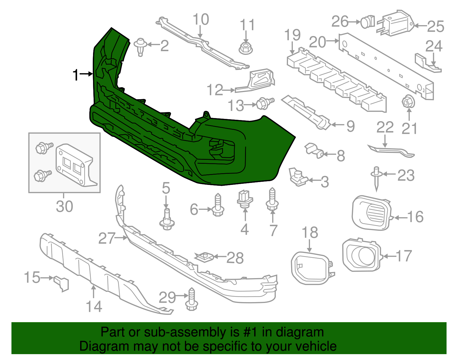 2016-2023 Toyota Tacoma Cover Front Bumper L 52119-04907 | Toyota Parts ...