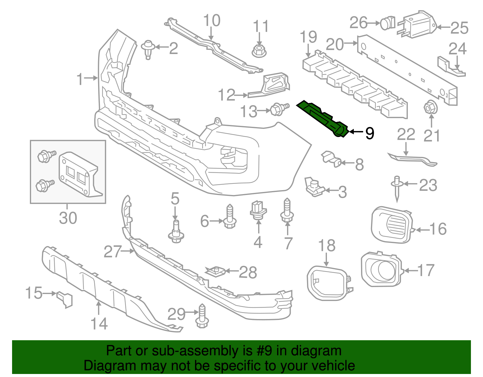 Genuine Toyota Bumper Guide (Front) part# 52115-04070 for 2016-2023 ...