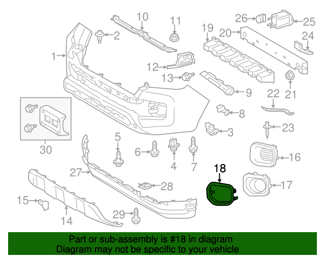 2016-2023 Toyota Tacoma Fog Lamp Bezel Trim 52125-04030 | Toyota Parts ...