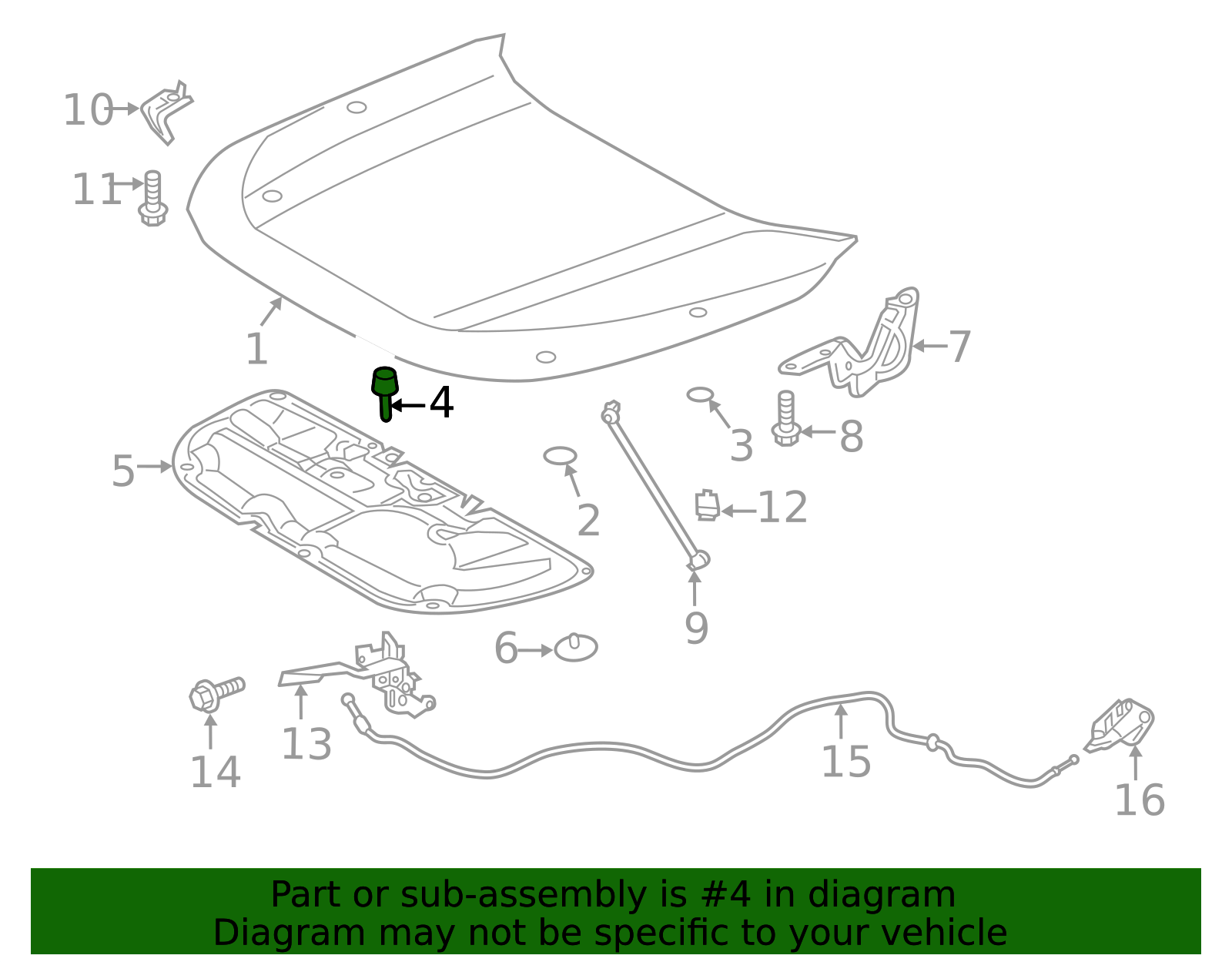 2019-2025 Toyota Hood Bumper 53384-0R040 | Toyota Parts Center