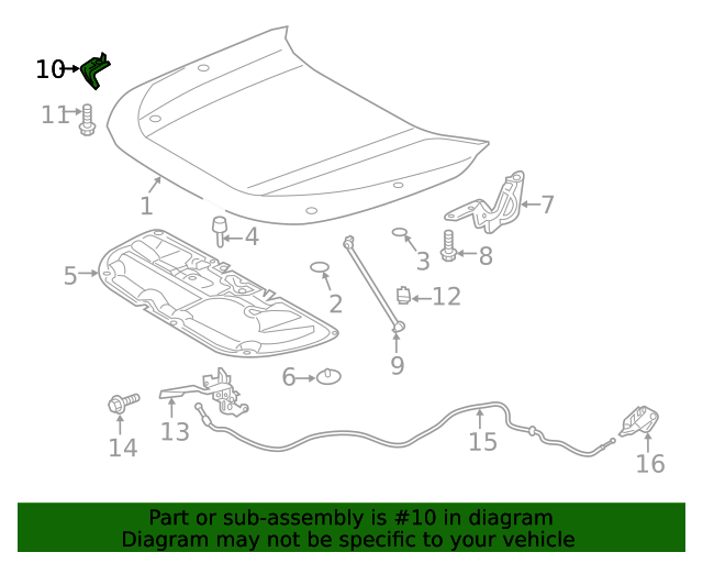 2019-2023 Toyota Hood / Trunk Prop Rod Bracket 53336-0R010 | Toyota ...