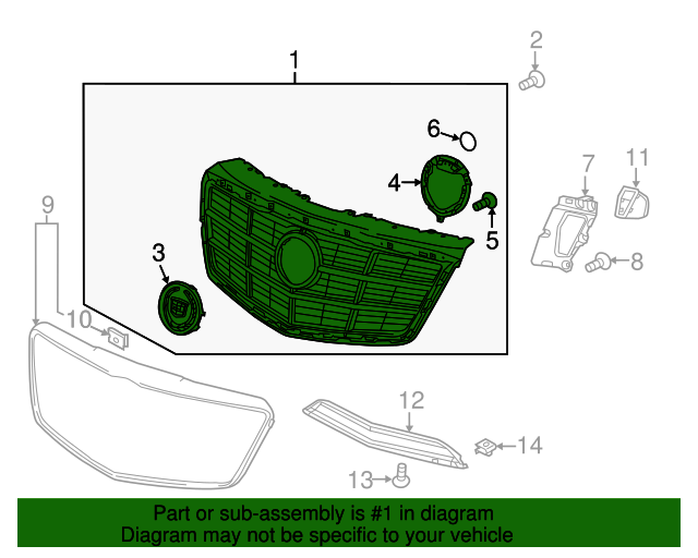 22806394 - Front Upper Grille 2014 Cadillac CTS | Gateway Buick GMC Parts