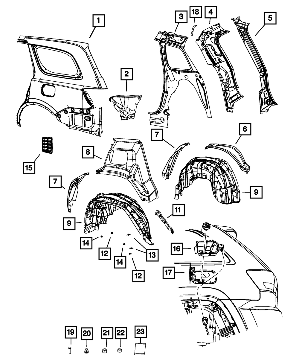 2014-2025 Dodge Durango Wheelhouse Outer Panel 68159161AB | Mopar eStore