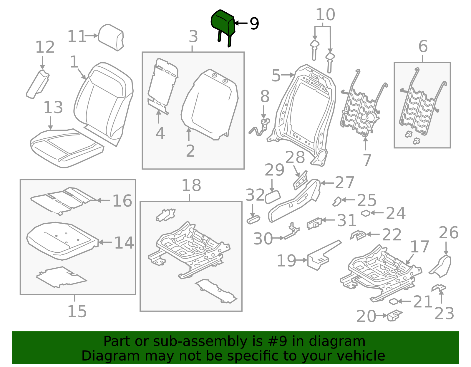 MB3Z-60611A08-BA - Headrest 2021-2023 Ford Ranger | Big 3 Auto Parts