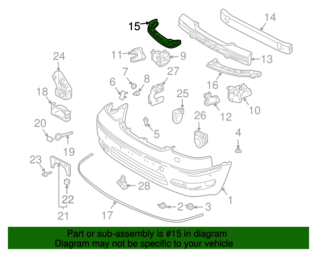 2004-2006 Lexus LS430 Bumper Cover Reinforcement 52133-50030 ...