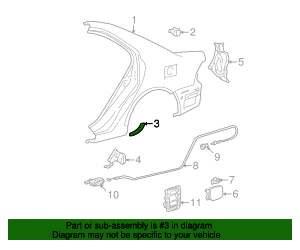 Genuine Toyota Quarter Panel Protector part# 58742-12140 for 2005-2008 ...