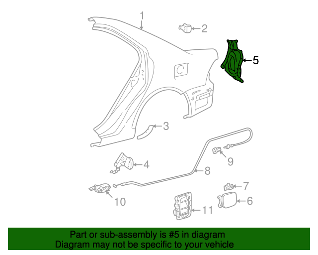 2003-2008 Toyota Corolla End Panel 61698-02902 | Toyota Parts Center