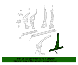 2010-2015 Toyota Center Pillar & Rocker 61312-47020 | Toyota Parts Center