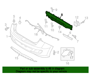 86631-A5000 - Bumper Impact Bar 2013-2017 Hyundai Elantra GT ...