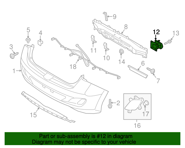 2013-2017 Hyundai Elantra GT Bumper Bracket 86641-A5000 | QuirkParts