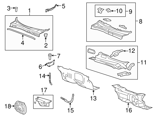 Genuine OEM Passenger Side Air Inlet Grille Panel Extension Part ...
