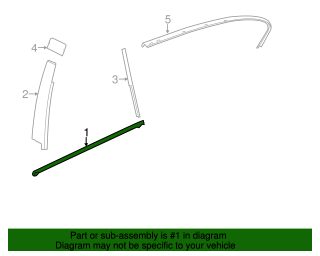 2014-2017 Chevrolet SS Rear Driver Side Door Window Belt Reveal Molding ...