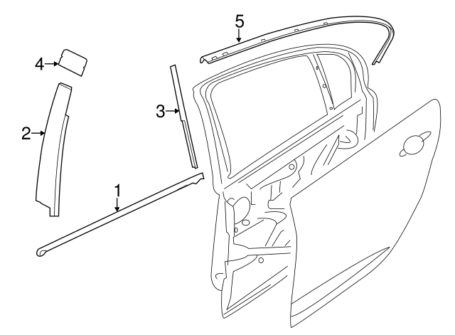 92277517 - Rear Driver Side Door Window Belt Reveal Molding 2014-2017 ...