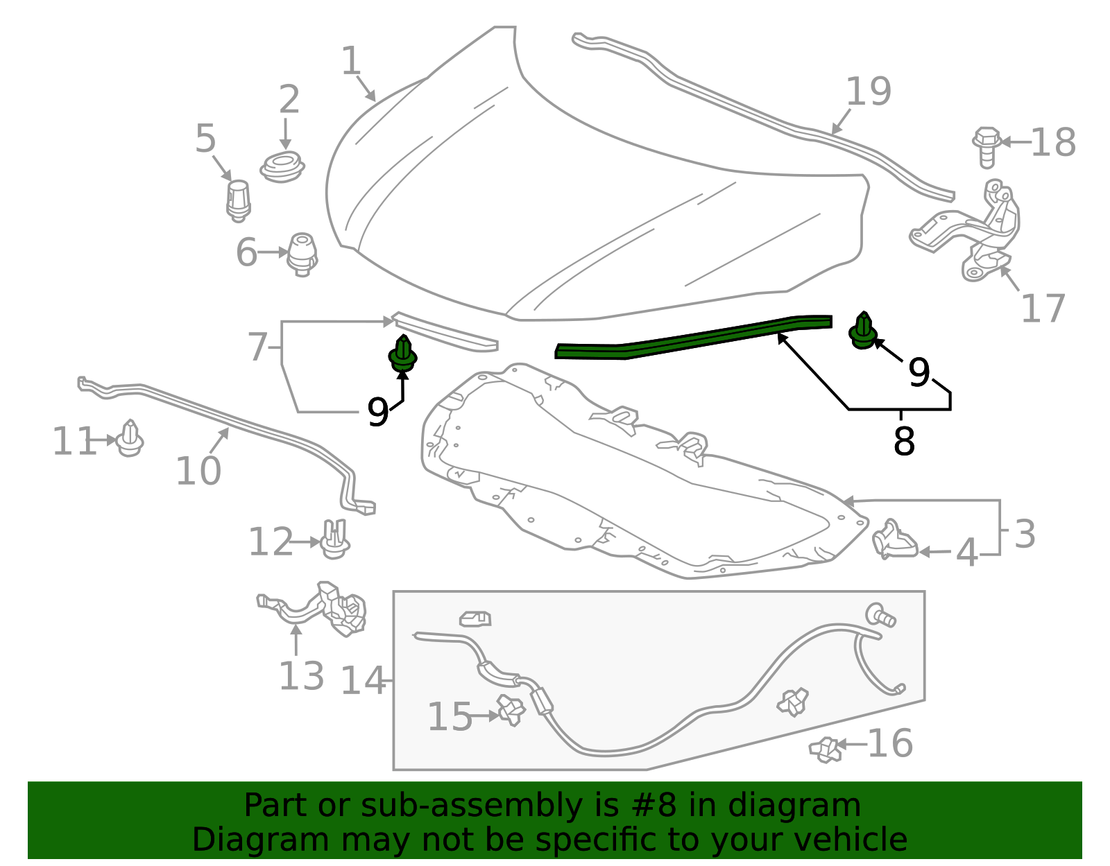 74192-T7J-H00 - Rubber L Hood Seal - 2016-2020 Honda HR-V | Honda Parts ...