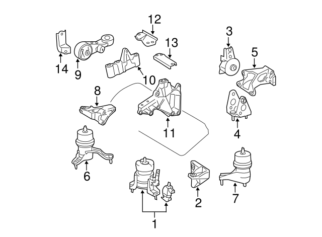 12372-20080 - Insulator, Engine Mounting, Left(For Transverse Engine ...