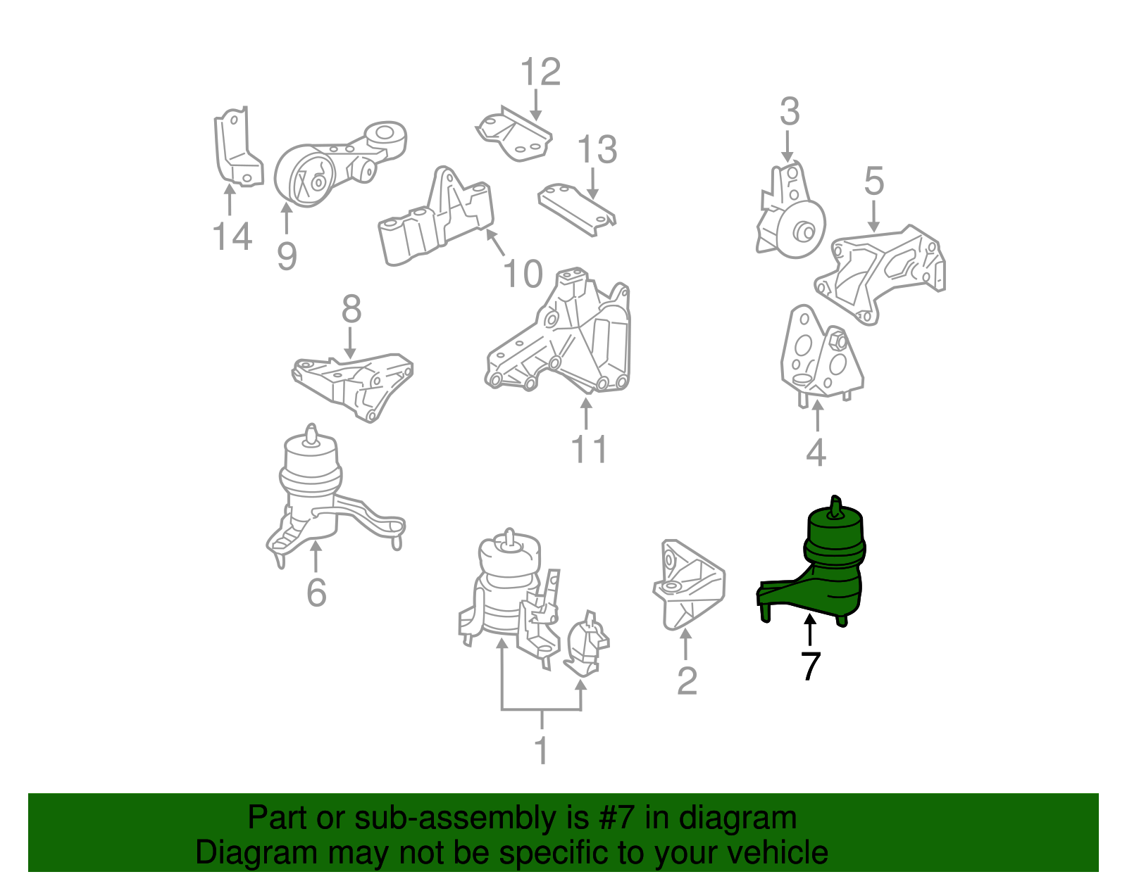 2001-2010 Toyota Insulator, Engine Mounting, Left(For Transverse Engine ...