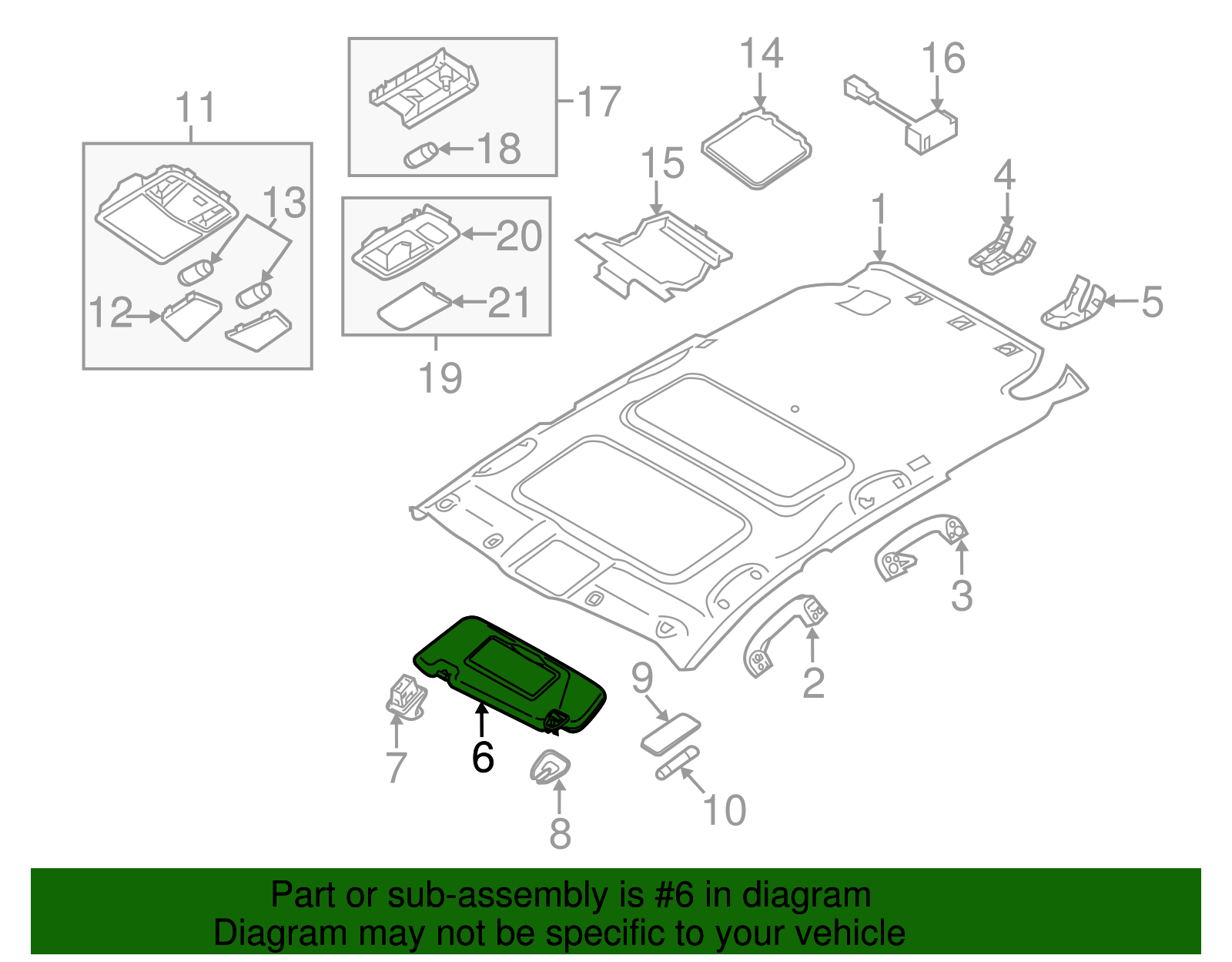 96401-1AA1B - Sun Visor 2009-2014 Nissan Murano | AutoNation Parts