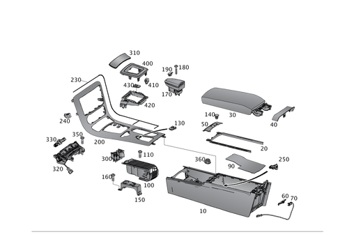 Housing with Tray, Armrest, and Ashtray for 2012 Mercedes-Benz SLK 250 ...