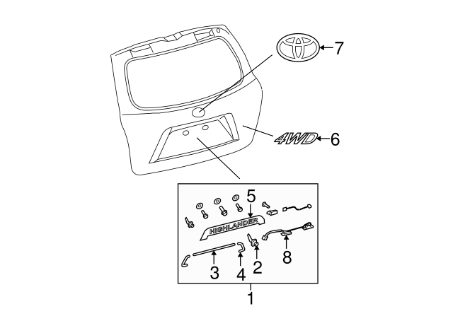 76801-0E911 - Lift Gate Trim 2011-2013 Toyota Highlander | Ourisman ...