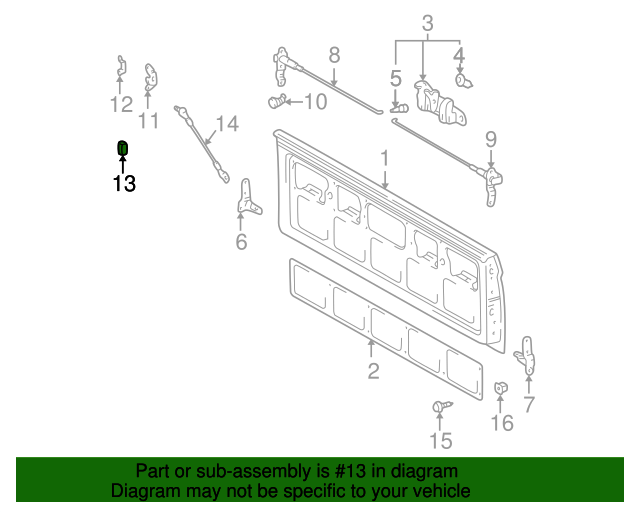 Tailgate Stop Bumper - 1995-2004 Toyota Tacoma (66321-04020) | Kendall ...
