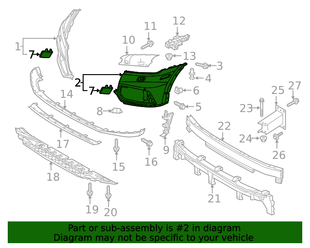 2019-2020 Audi Bumper Cover 80A-807-107-L-GRU | Audi USA Parts