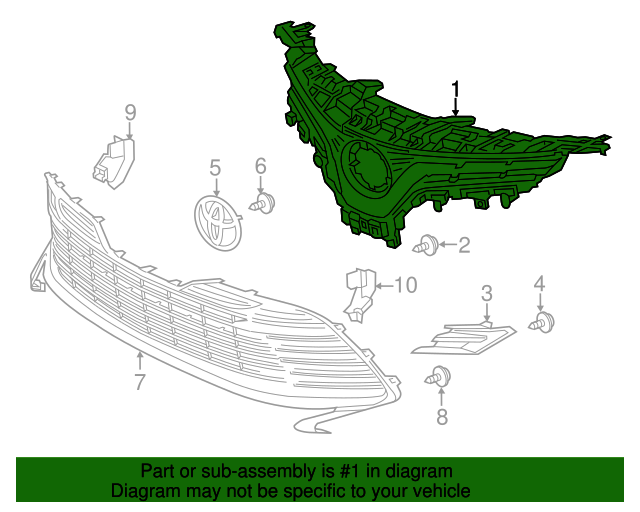 2018-2019 Toyota Camry Grille Assembly 53101-33410 | Toyota Parts Delivered
