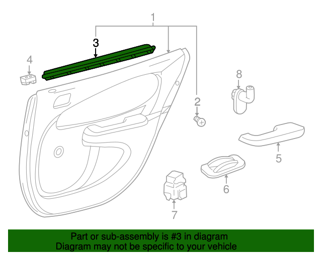 1998-2002 Toyota Corolla Belt Weather-Strip 68173-02060 | Toyota Parts ...