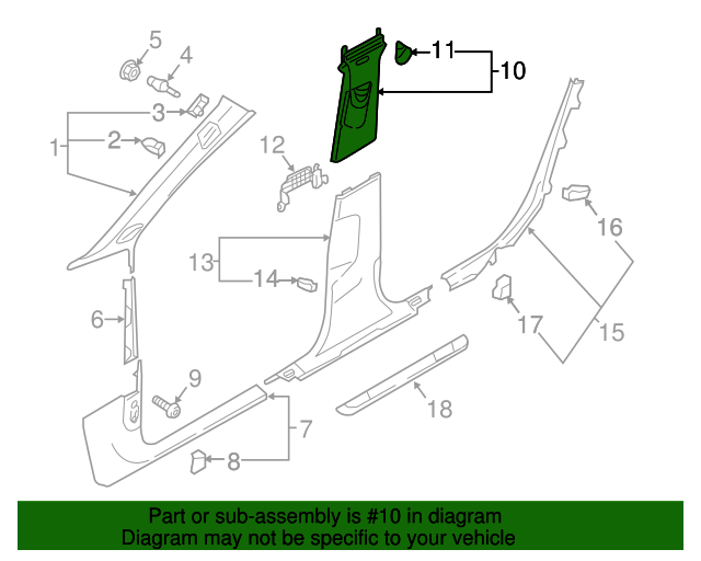 8W0-867-243-E-1RO - Door Pillar Post Trim Set 2018-2024 Audi ...