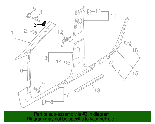 2017-2024 Audi Windshield Pillar Trim Clip 8V0-867-276-A | Audi USA Parts