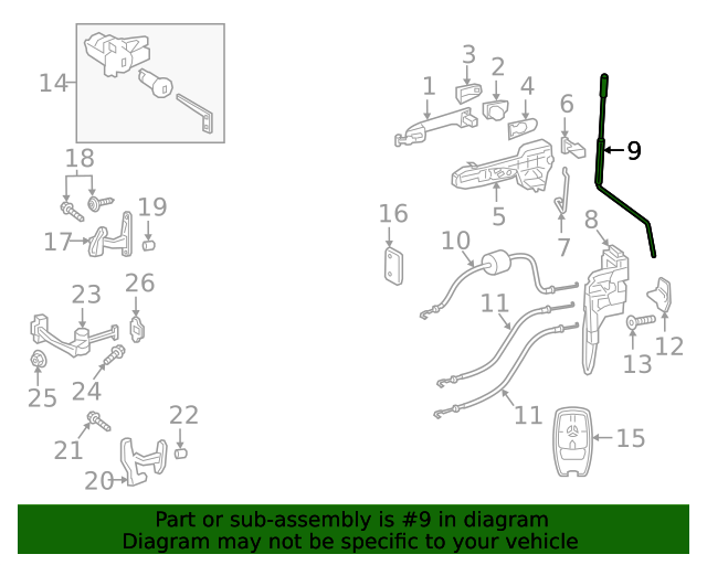 90772008009051 - Lock Rod 2019-2023 Mercedes-Benz | Mercedes-Benz USA Parts
