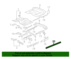 2007-2014 GM Passenger Side Front Door Opening Frame Lower ...