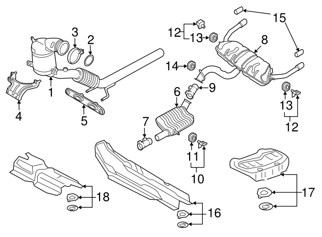 2015-2020 Audi Converter & Pipe Clamp 5Q0-253-725-G | Audi OEM Parts