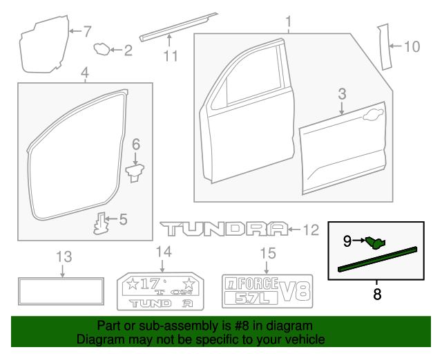 2007-2021 Toyota Protector, Front Door Panel, Right 67855-0C010 ...
