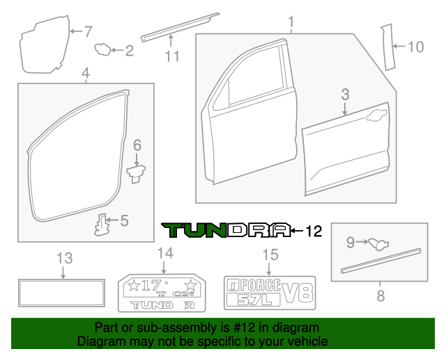 75471-0C170 - Door Emblem (Left, Rear) - 2015-2023 Toyota Tundra | OEM ...