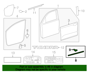 2007-2021 Toyota Protector, Front Door Panel, Right 67855-0C010 ...