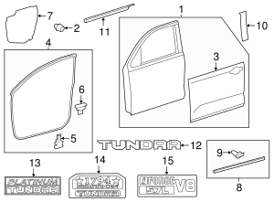 2015-2021 Toyota Tundra Door Emblem (Left, Front, Rear) 75474-0C050 ...