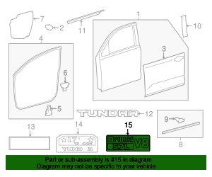 75472-0C070 - Door Emblem (Right, Front, Rear) 2015-2021 Toyota Tundra ...