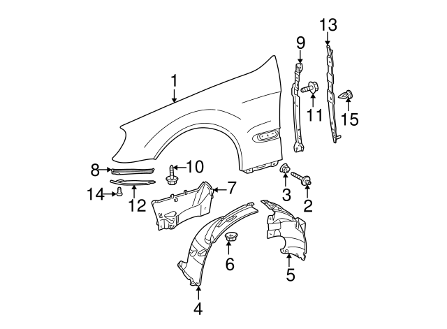 2000-2006 Mercedes-Benz Fender Splash Shield 220-690-15-30 ...