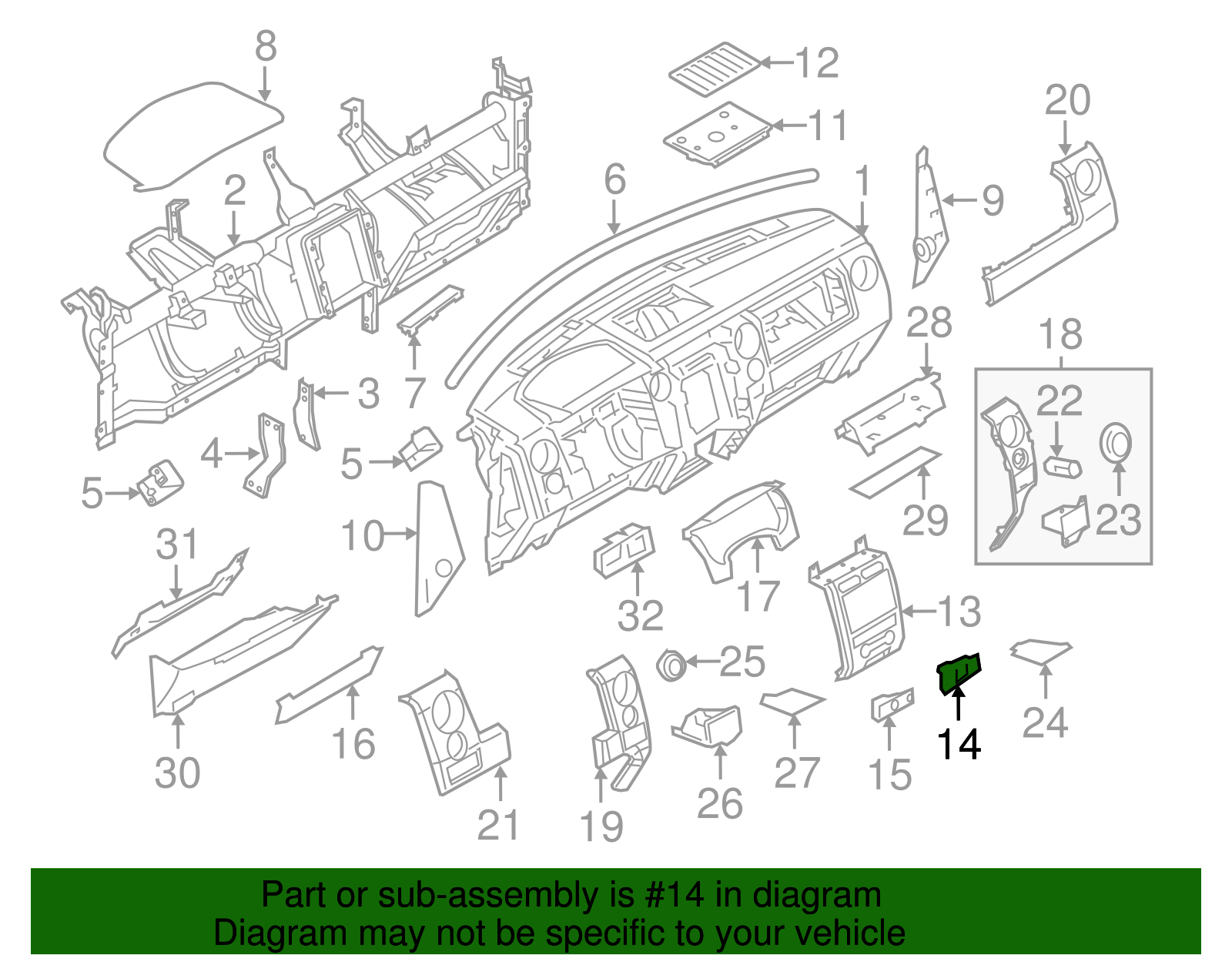 9L3Z-19C149-AB - Center Panel Bezel 2009-2014 Ford F-150 | Big 3 Auto Parts