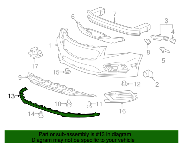 2011-2016 Chevrolet Anthracite Front Bumper Fascia Air Deflector ...