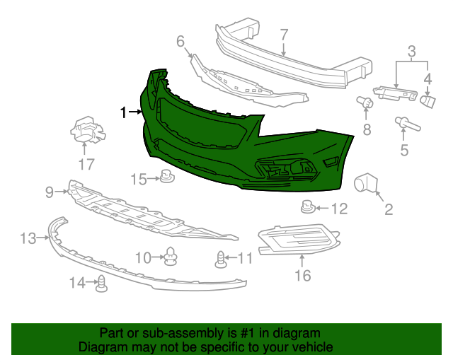 2015-2016 Chevrolet Front Bumper Cover 94525910 GM | GMPartsDirect.com