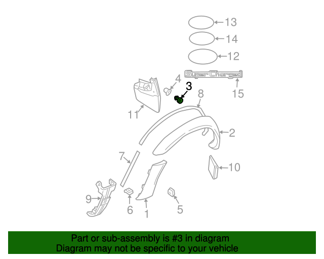 1996-2004 Nissan Wheel Flare Clip 0155302903 | TascaParts.com