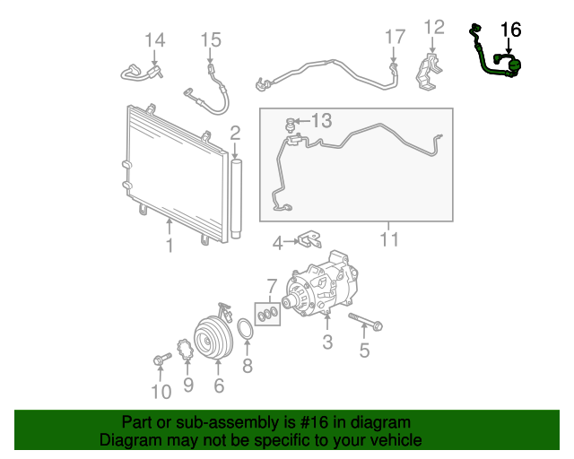 88712-33270 - A/C Refrigerant Suction Hose 2007-2012 Lexus ES350 ...